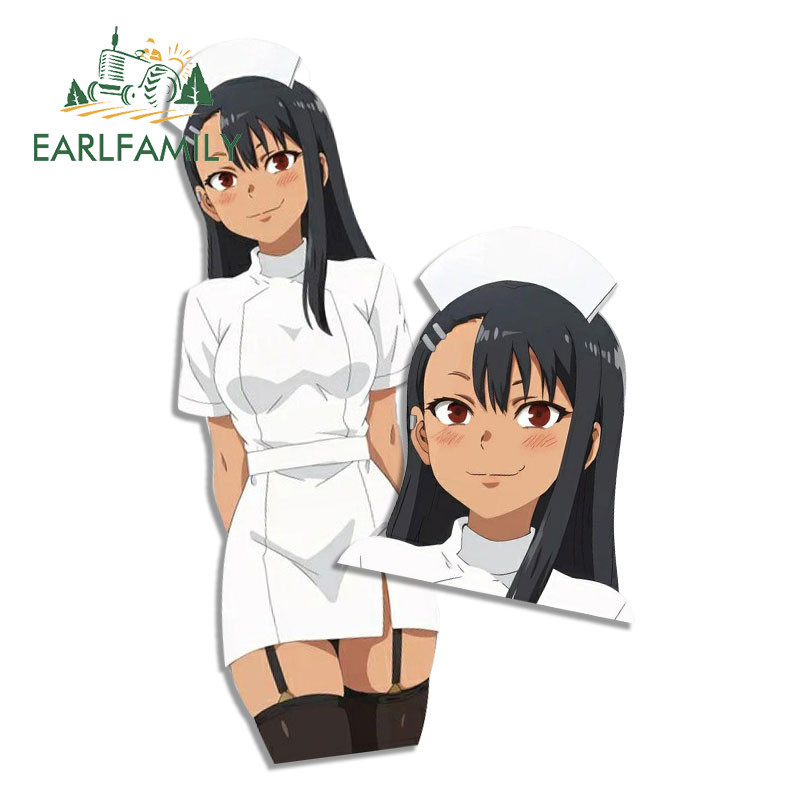 EARLFAMILY 13cm Nurse Nagatoro Peek Car Sticker Fashionable Scratch ...