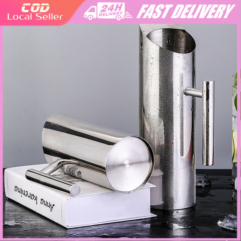 1L/1.5L Restaurant Stainless Steel Water Pitcher Cold Tea Jug Drink Pot ...