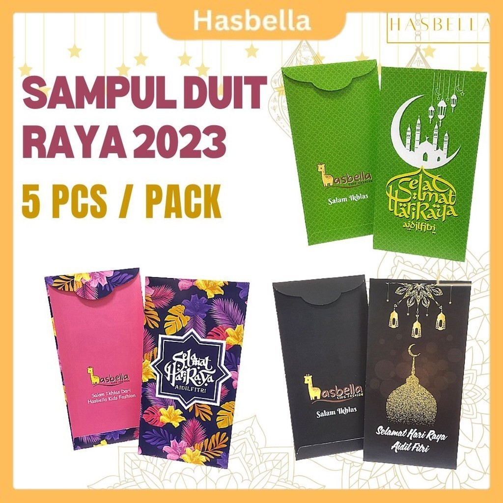 Sampul Duit Raya 2023 5pcs Pack Wang Aidilfitri Money Pocket Packet ...