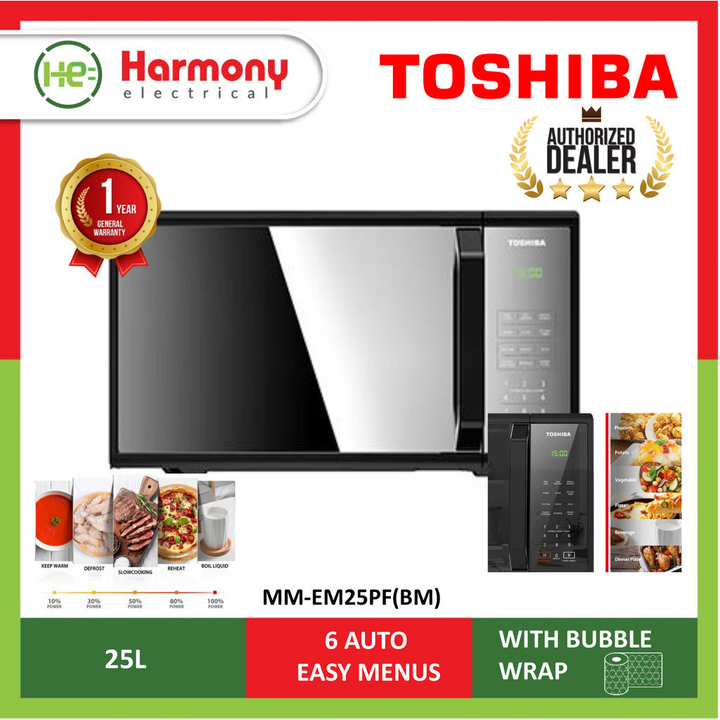 (2024 NEW) TOSHIBA 25L Microwave Oven MM-EM25PF(BM) Mirrored Design 微波炉 | Shopee Malaysia
