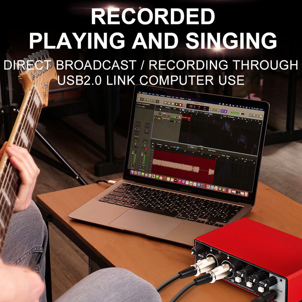 MD22 Audio Sound Card 48V Phantom Power USB Audio Interface for Guitar ...