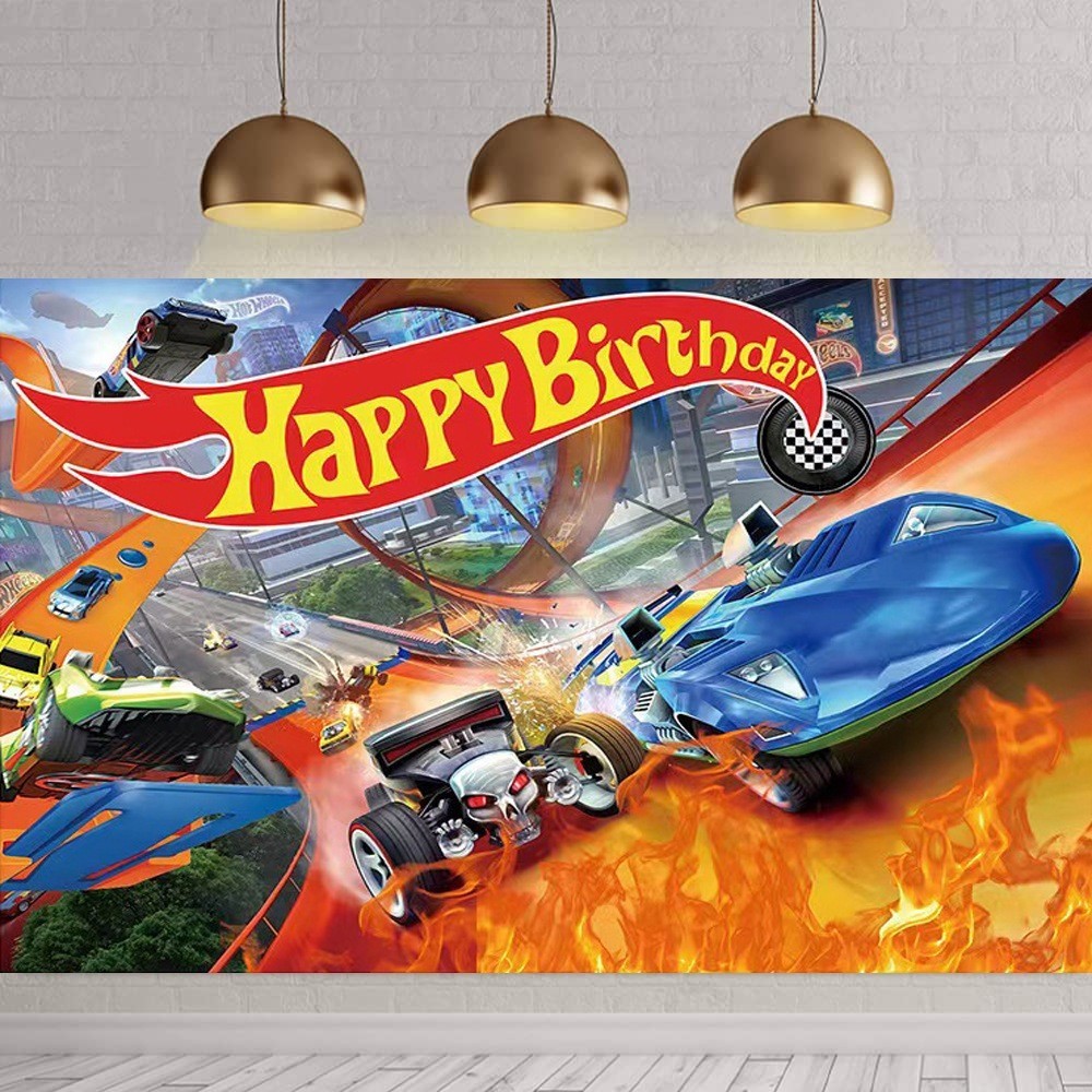Hot Wheels Birthday Backdrop Party Decor boy Birthday Party Tabletop ...