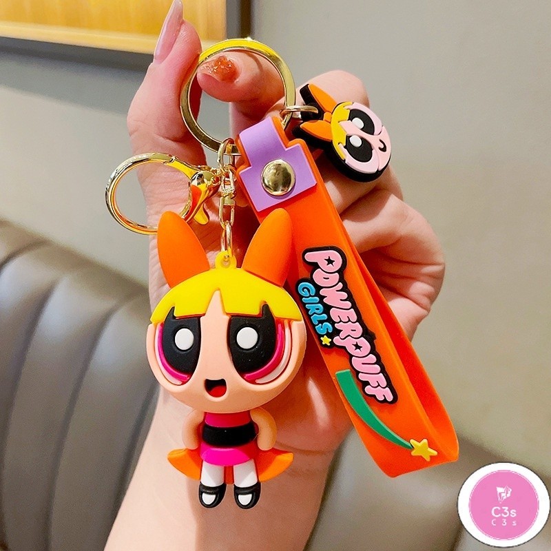 C3S Cartoon Anime Keychain Powerpuff Girls Doll Car Key Pendant ...