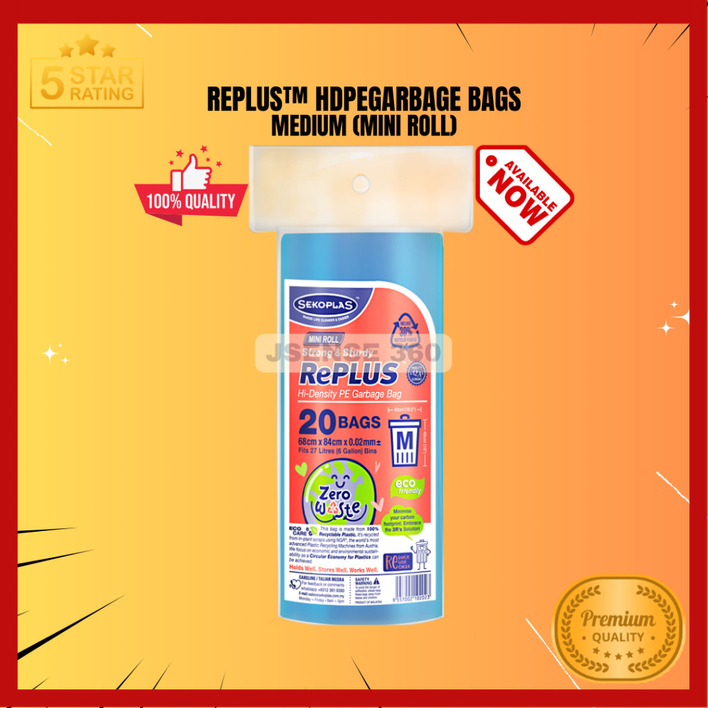 SEKOPLAS RePlus HDPE Mini Roll Garbage Bags / Rubbish Bag / Beg Sampah ...
