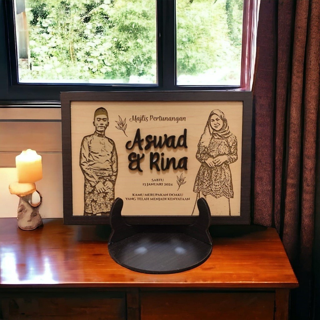 Laser Cut Engrave Wood Photo With Stand / Ukiran Laser Gambar Kayu ...