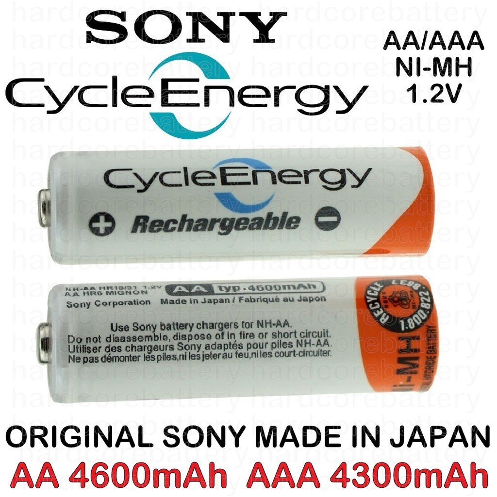 Authentic SONY AA 1.2V 1.5V Ni-Mh 4600mAh Cycle Energy Rechargeable ...