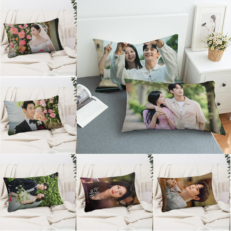 Queen of Tears Rectangle Pillow Case Kim Soo Hyun and Kim Ji Won Side ...