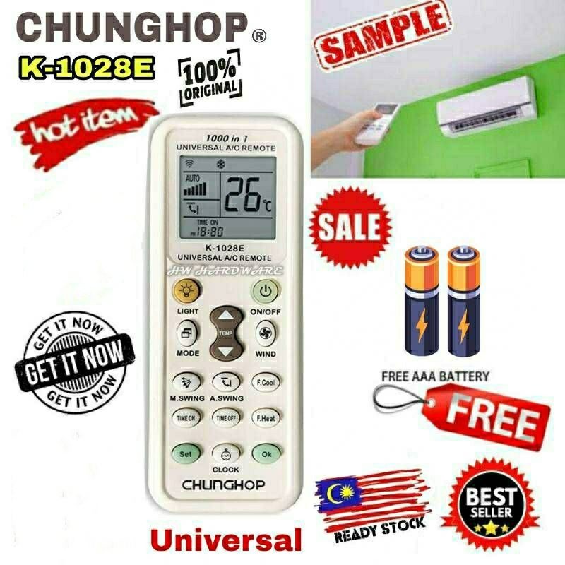 UNIVERSAL 1000 IN 1 AIR-CONDITIONER REMOTE CONTROL (YORK/HISENSE/DAIKIN ...