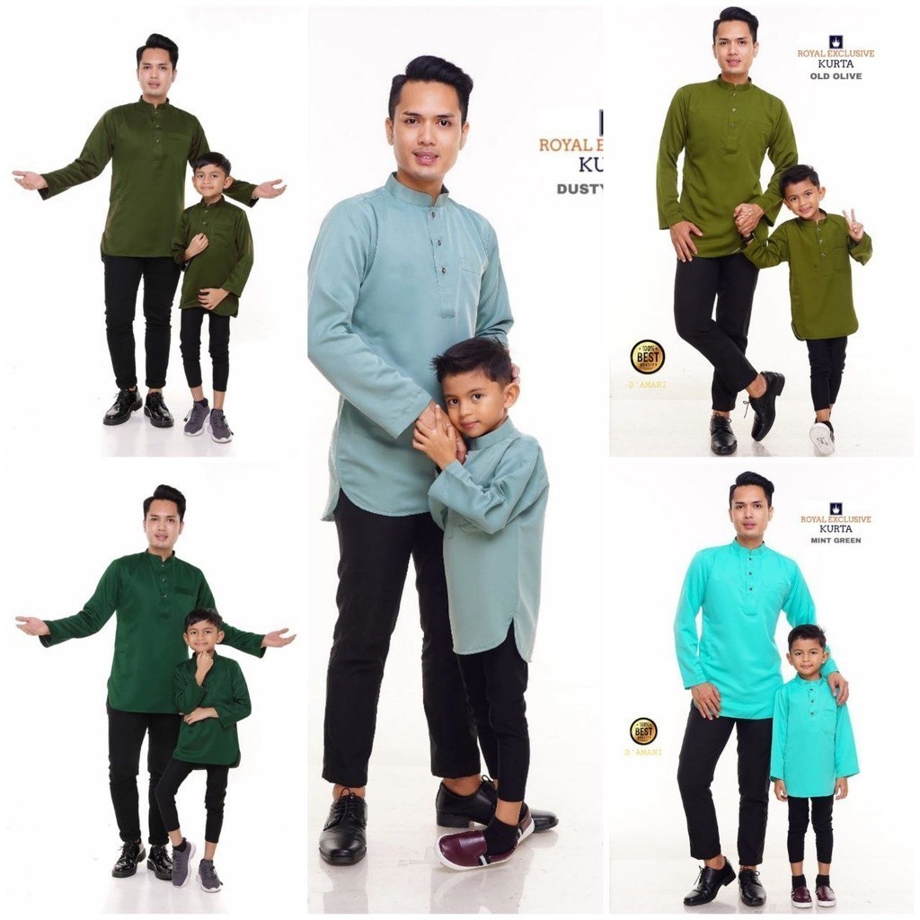 BAJU KURTA SLIM FIT AMIN DEWASA BAJU RAYA 2024 KURTA MODEN ARMY GREEN ...