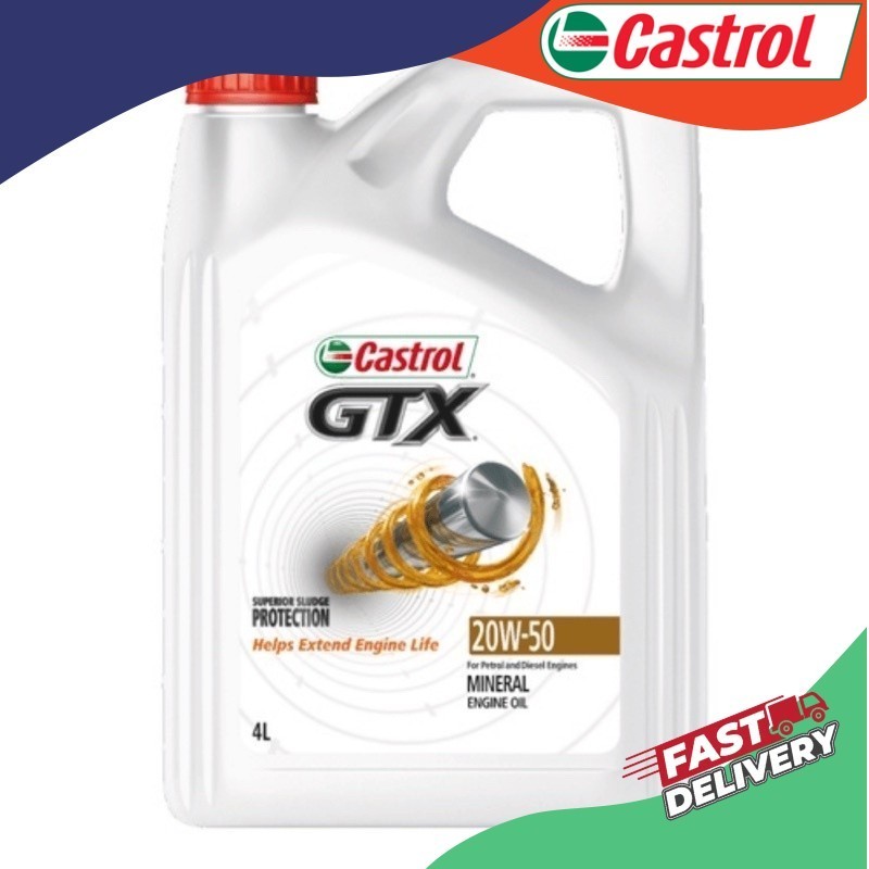 3428152 Castrol GTX 20W50 mineral engine oil (4 liter) for petrol & diesel cars - Toyota Hilux ...