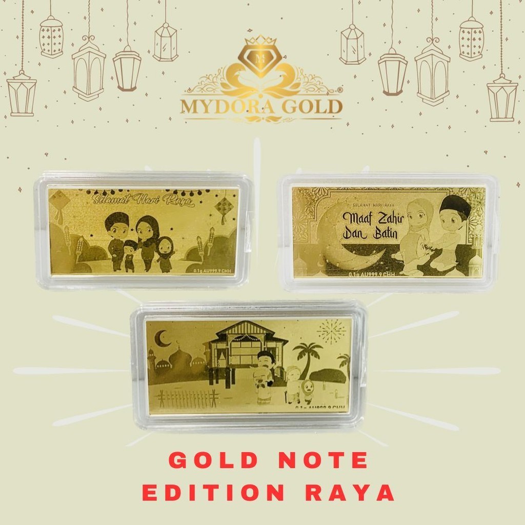 MYDORA 999.9 Gold Wafer Note Edition Raya (0.10g) | Shopee Malaysia