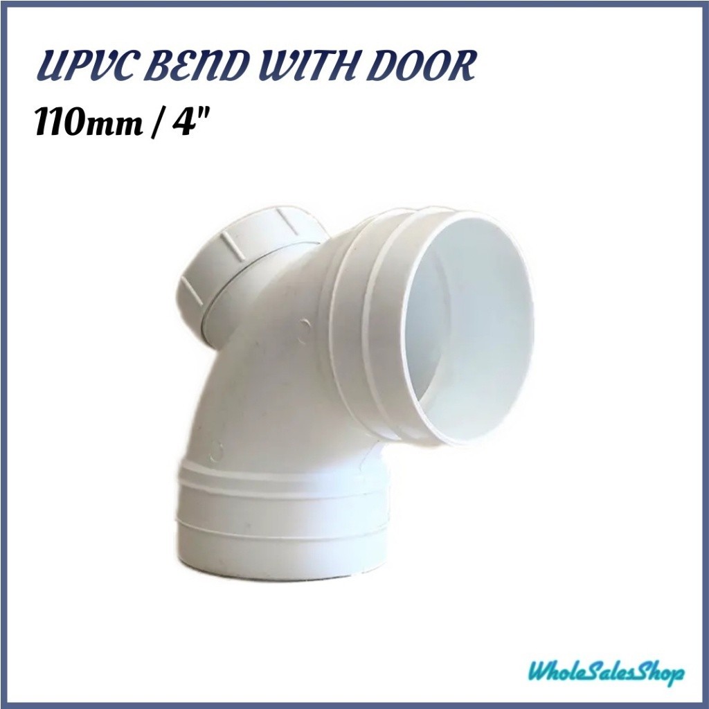4'' 110MM UPVC BEND WITH DOOR UPVC PIPE FITTING ELBOW WITH CAP WHITE ...