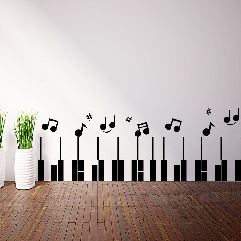 Music Classroom Wall Creative Layout Symbol Stickers Piano Keyboard ...