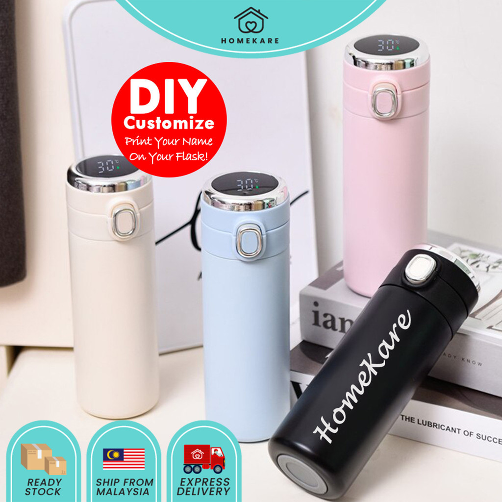 HOMEKARE [LASER ENGRAVING SERVICE/PRINT YOUR NAME] 420ml Premium Stainless Steel LED Smart ...