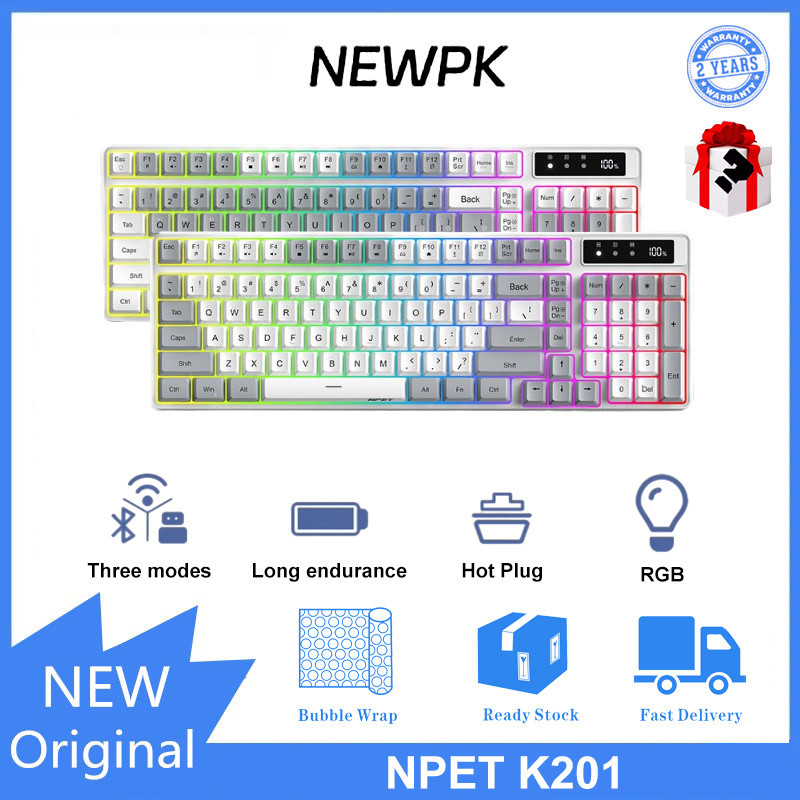 NPET K201 wireless three mode mechanical keyboard RGB | Shopee Malaysia