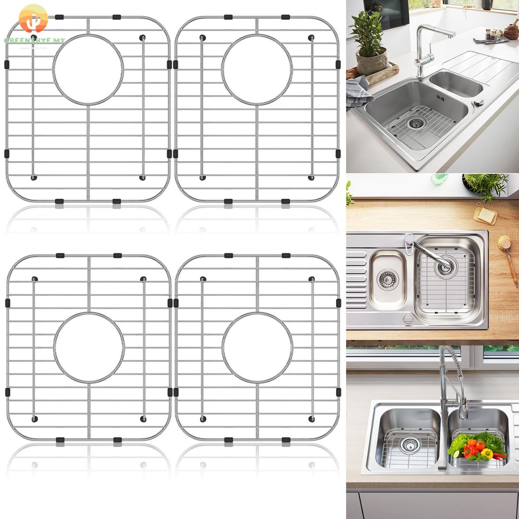 2Pcs Kitchen Sink Grid 304 Stainless Steel Sink Protectors Double Bowl ...