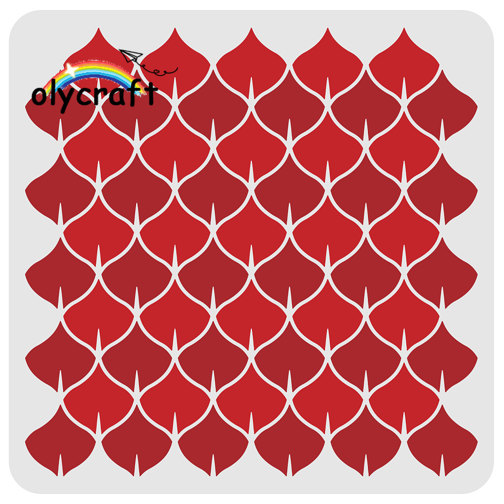 1pc Fish Scale Stencil Dragon Scales Tiles Stencil Templete 30x30cm ...