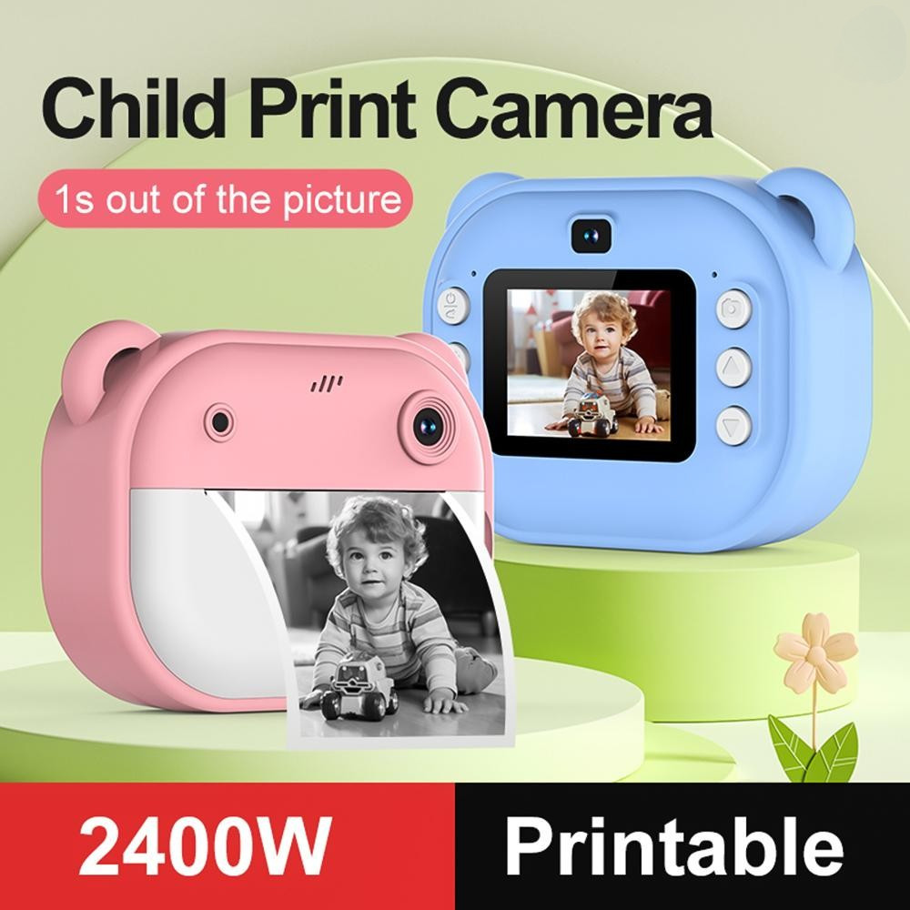 1080P Kids Digital Camera Portable Dual Lens Instant Print Camera 2 ...