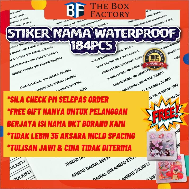 184PCS Sticker Nama Untuk Pelajar Sekolah | Student Name Sticker ...