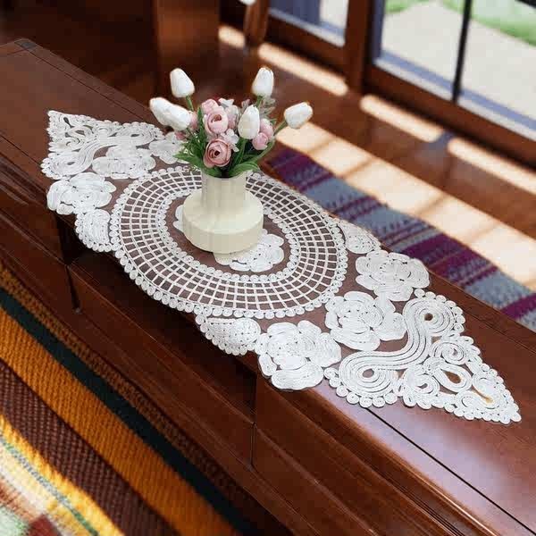 Bendera meja renda retro mewah Perancis 2024 gaya baru dalam selebriti ...