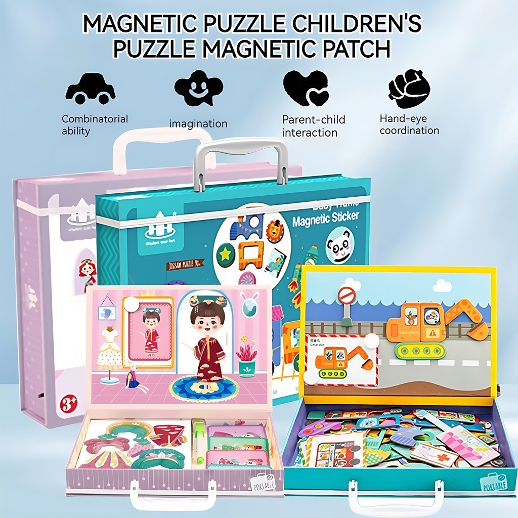 Magnetic Jigsaw Foldable Magnetic Puzzle Book Kids Montessori ...