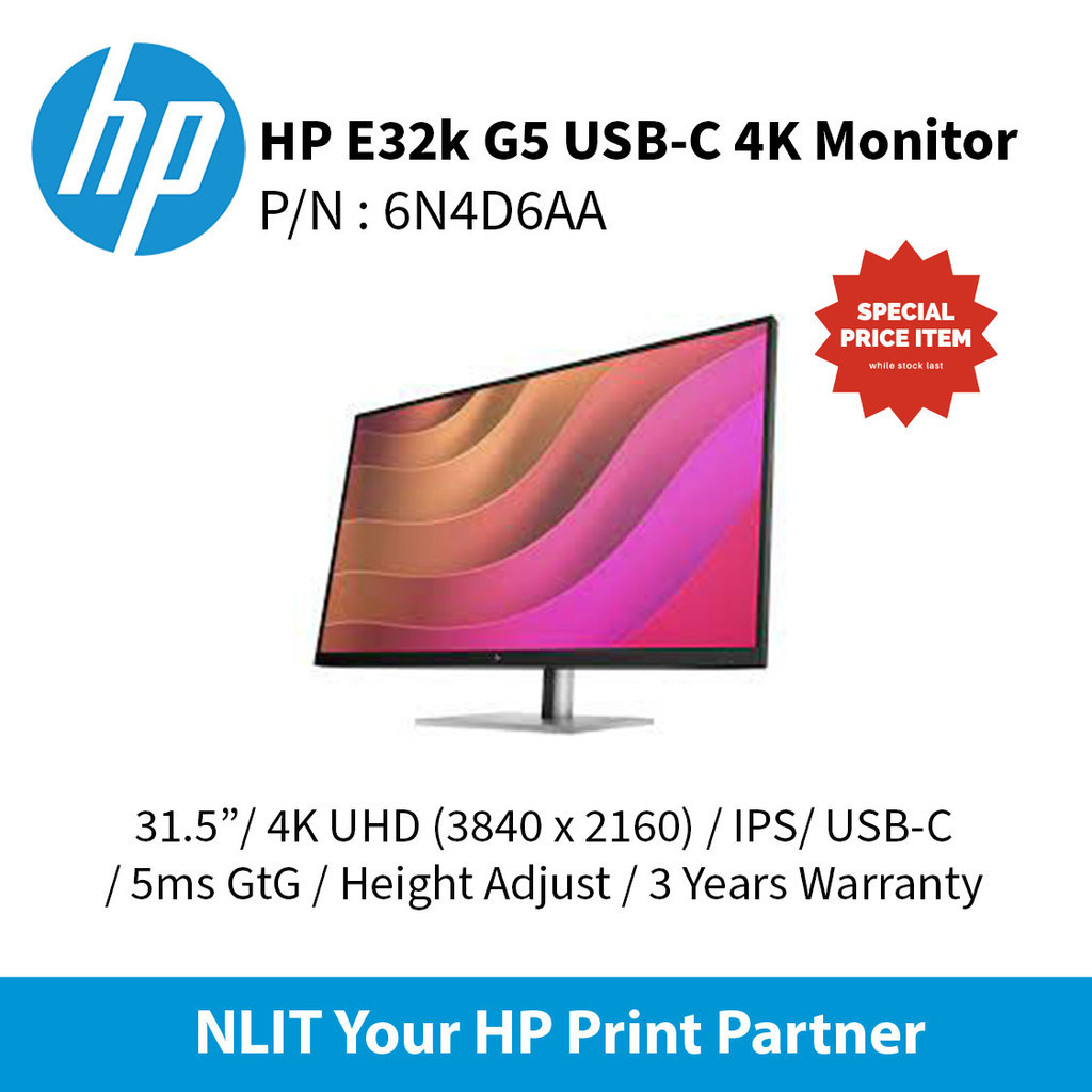HP E32k G5 USB-C 4K Monitor (31.5") 6N4D6AA | Shopee Malaysia