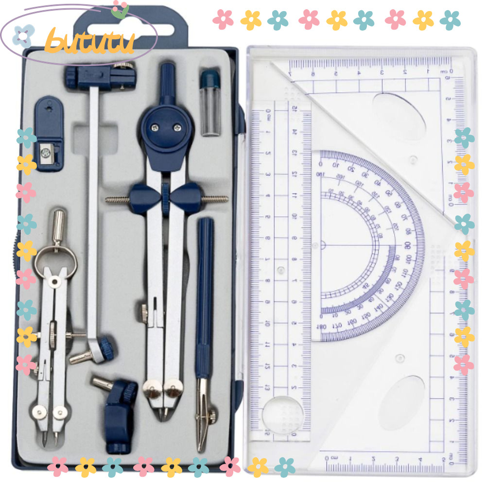 BUTUTU 13 Pieces Metal Geometry Set, 13 Pieces Compass Math Compass ...