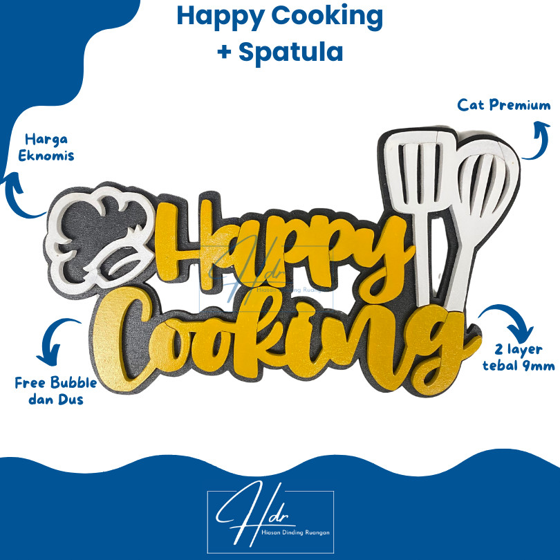 HIASAN DINDING Hdr - Kitchen Wall Decoration Happy Cooking Spatula Sign ...