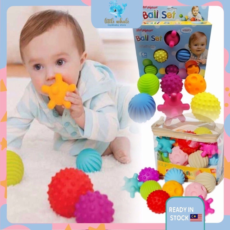 🐳6pcs 10pcs Baby Sensory Touch Hand Ball Toys | Rubber Textured For ...