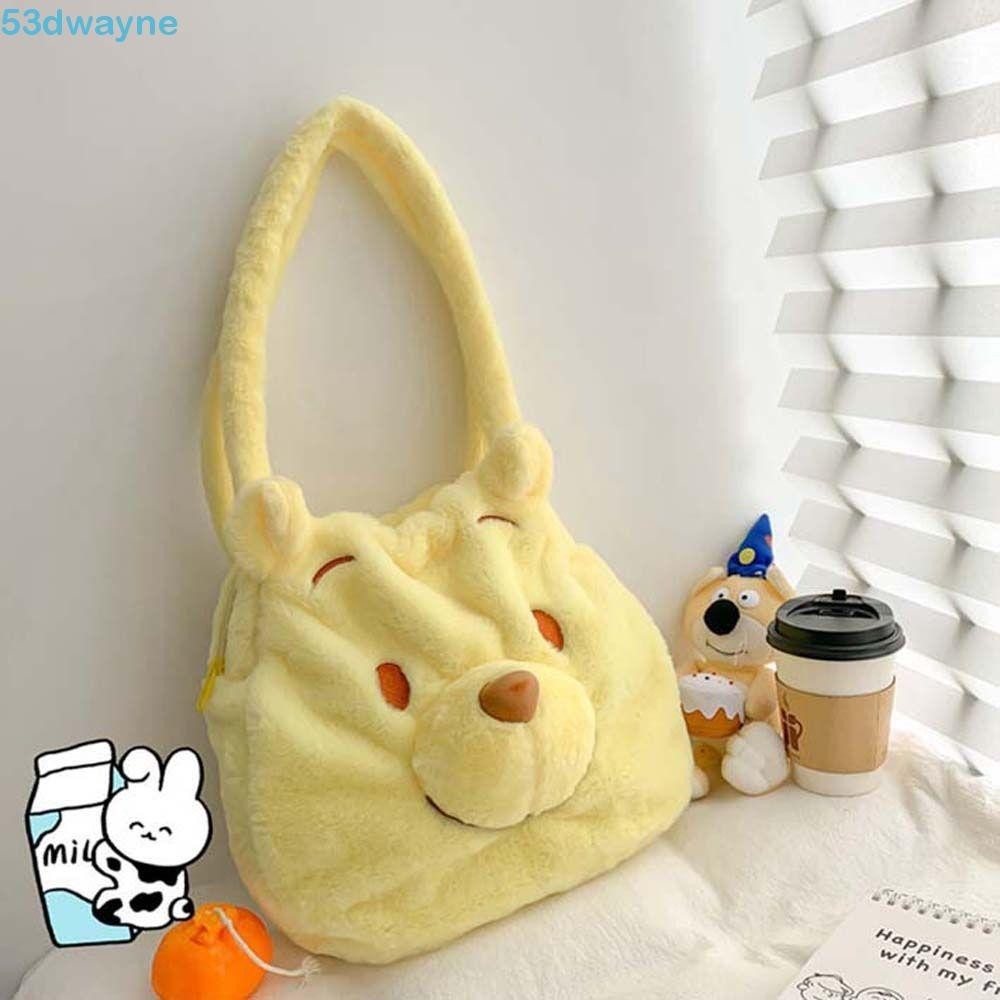 DWAYNE Animal Tote Bag, Korean Style Shopping Bag Plush Bear Shoulder ...