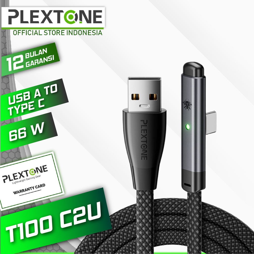 Plextone T100 USB A To Type C Elbow Gaming Cable 66W Cable | Shopee ...