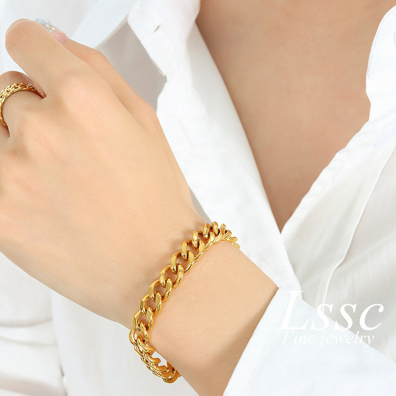 Titanium Bracelet for Woman Gelang 18k Gold Tangan Perempuan Non-fading ...