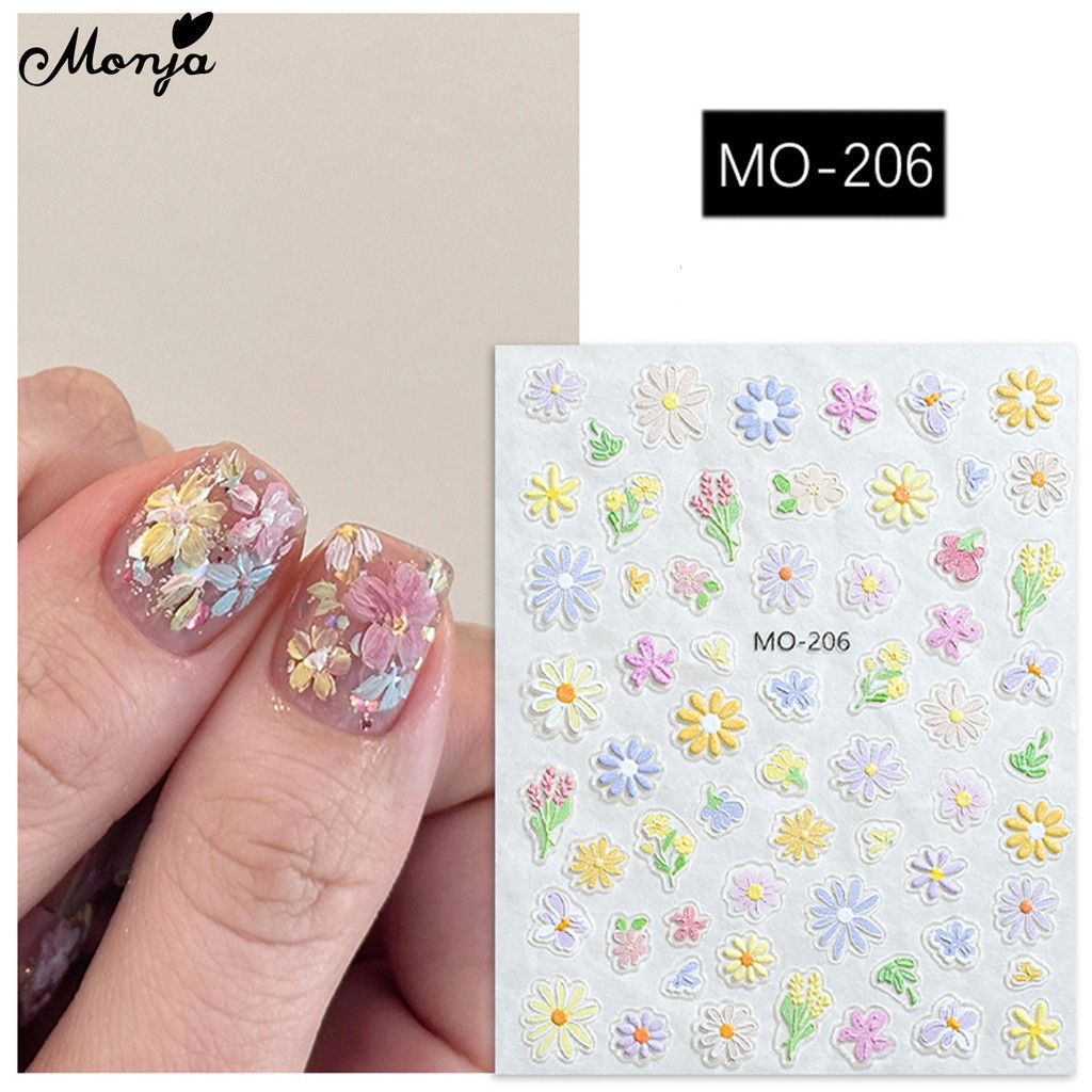 Monja 5D Relief Nail Art Stickers Mixed Spring Flower Series Sticker ...