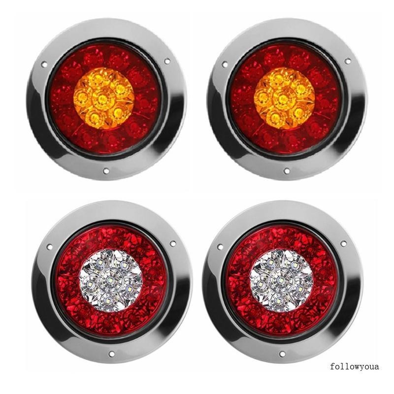 fol Round Red 16LED Trailer Tail Lights Stop Brake Turn Tail Lamp 12 ...