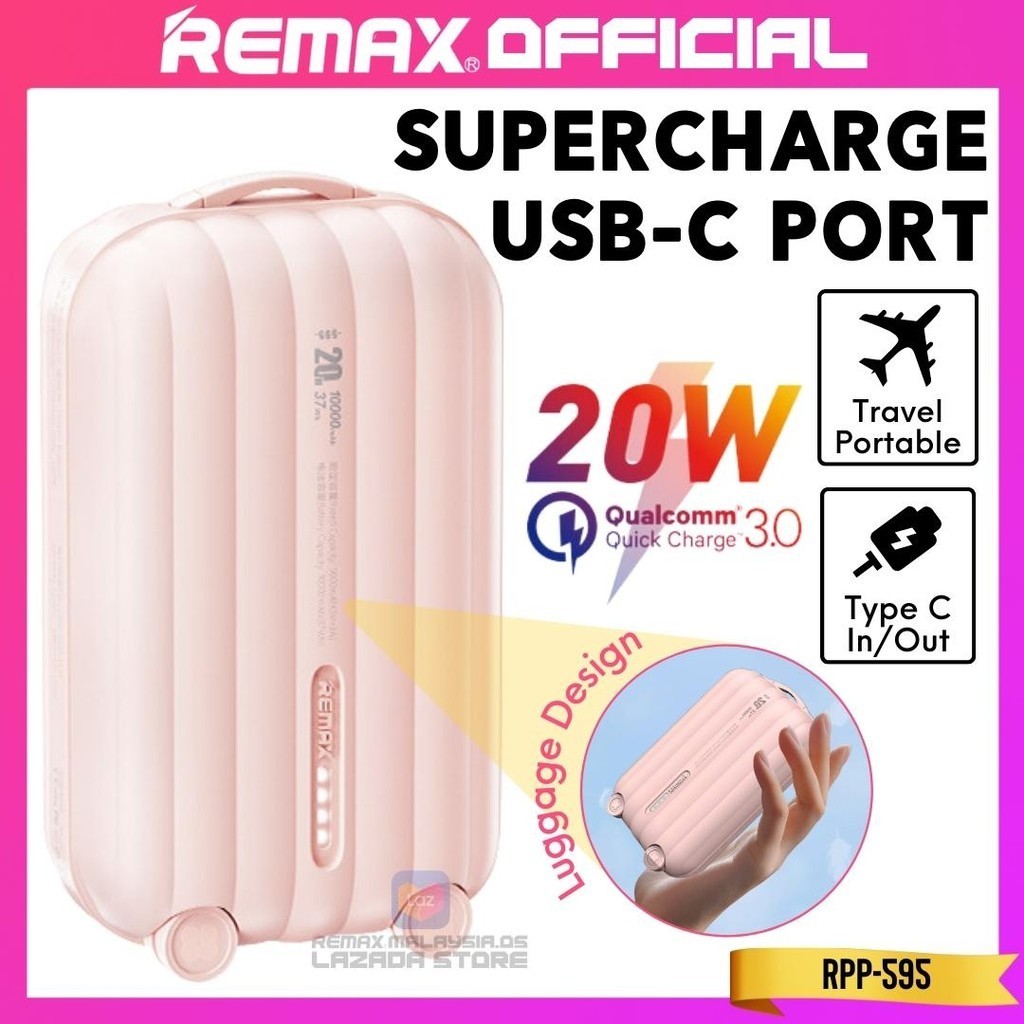 REMAX OFFICIAL Mini Super Fast Charging Flight Safe Powerbank 20W Pink ...