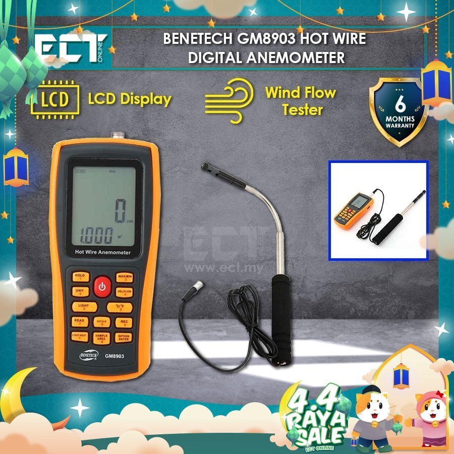 Benetech GM8903 Hot Wire Digital Anemometer / Wind Speed Tester ...