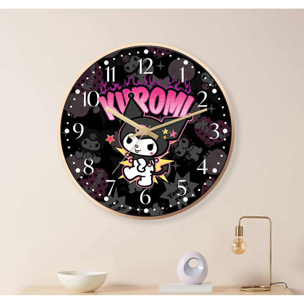 Clock Sanrio Kuromi Sweet Cool Wall Clock Cute Cartoon Silent Walking ...