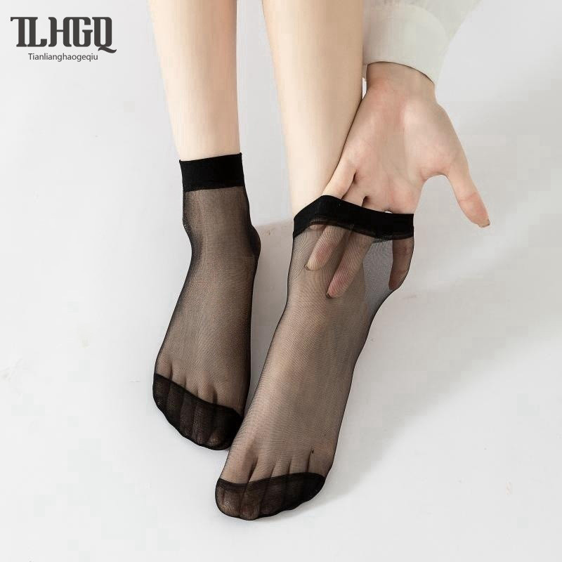 TLHGQ Short Thin Wear-Resistant Crystal Socks Ultra-Thin Fully ...