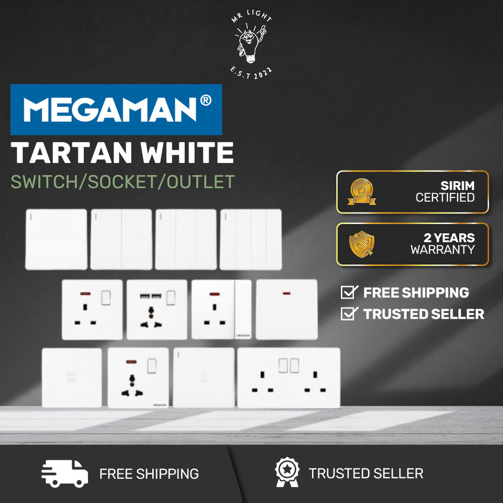 [SIRIM] Megaman Z8 (Tartan White )Switch Switches Socket Outlet ...