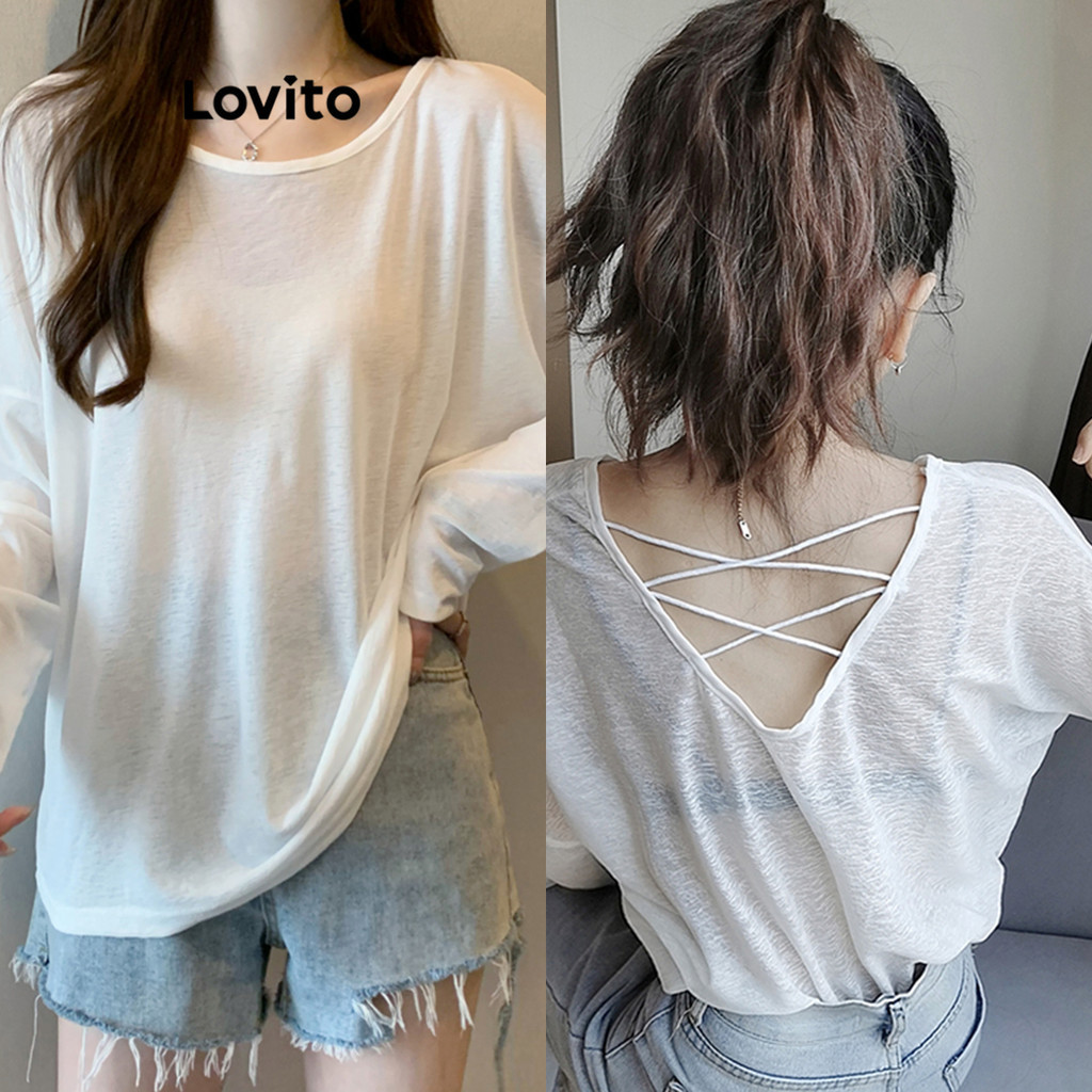Lovito Casual Plain Backless Kimono for Women LNA54151 | Shopee Malaysia