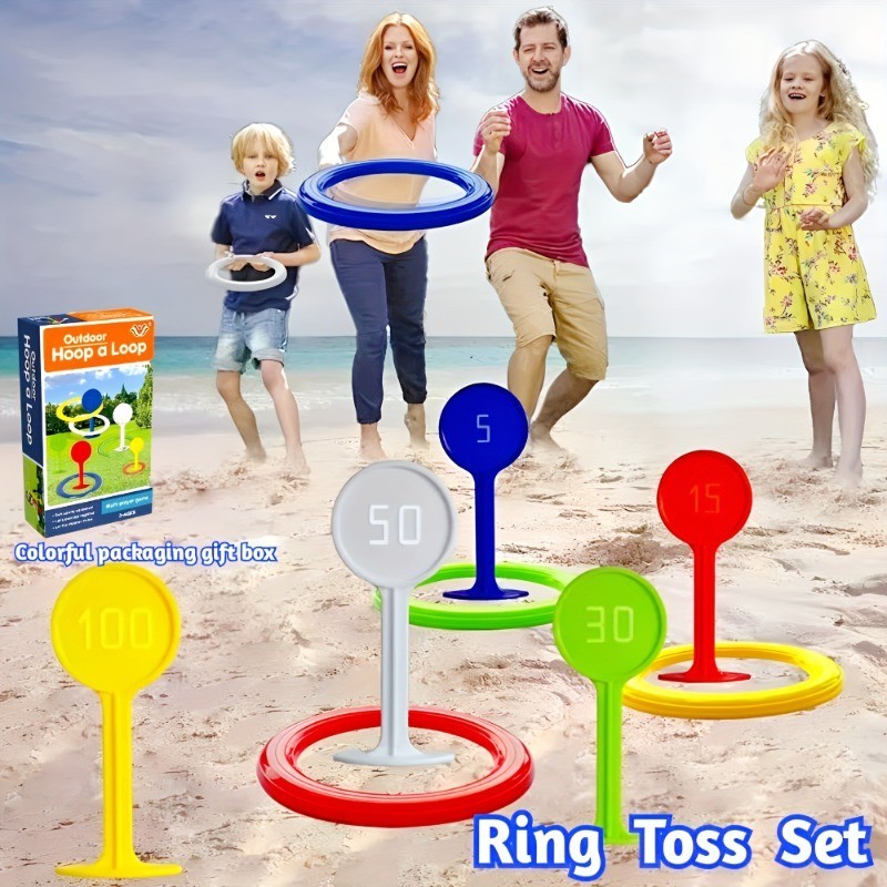 Fun Outdoor Sports Game Set for Kids & Adults - Rainbow Throwing Rings ...