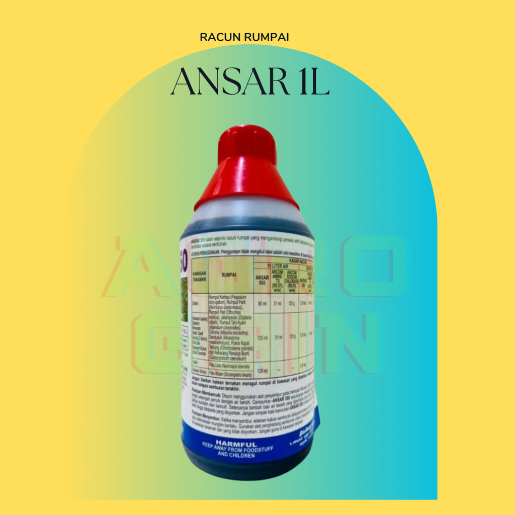ANSAR 550 MSMA 35.5% 1 Liter Herbicide Weed Grass Killer Racun Rumpai ...