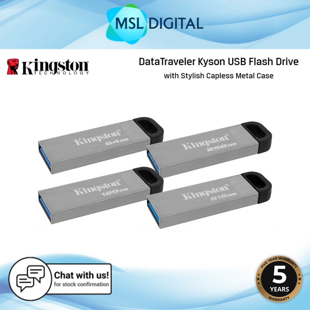 Kingston DataTraveler Kyson USB Flash Drive with Stylish Capless Metal ...