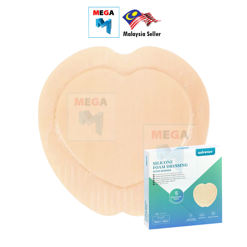 [1 PC] Winner Silicone Foam Dressing With Border, Sacrum 18cm x 18cm(1 ...
