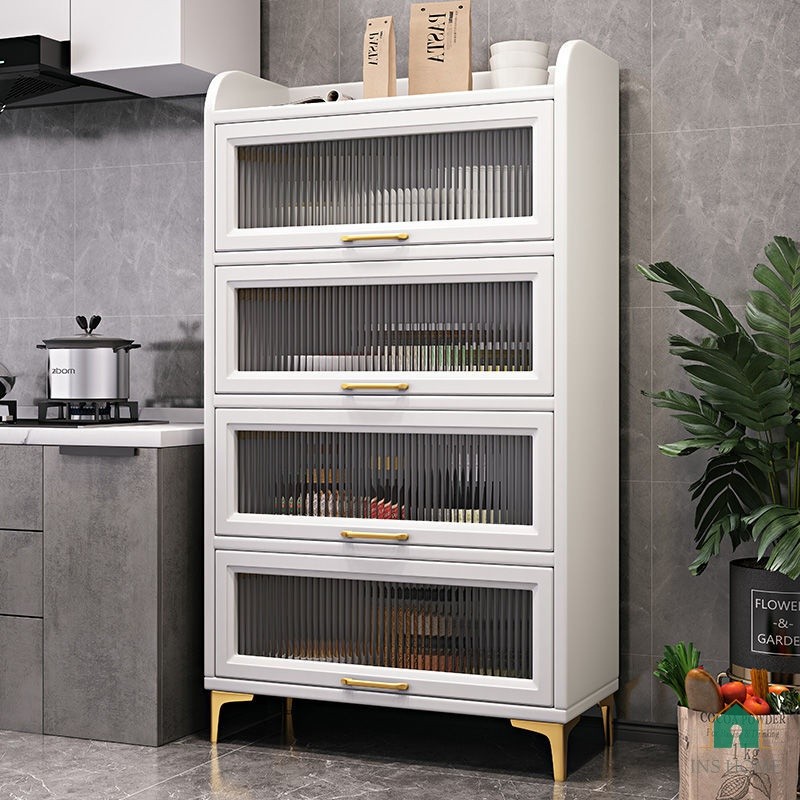 Floor Standing Kitchen Storage Cabinet with glass doors Sideboard Rak ...