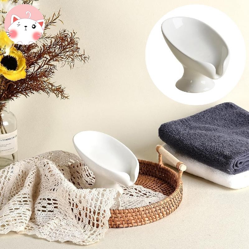 Soap Dish Ceramic, Self Draining Soap Holde, Leaf Shape Soap Dish, Soap ...