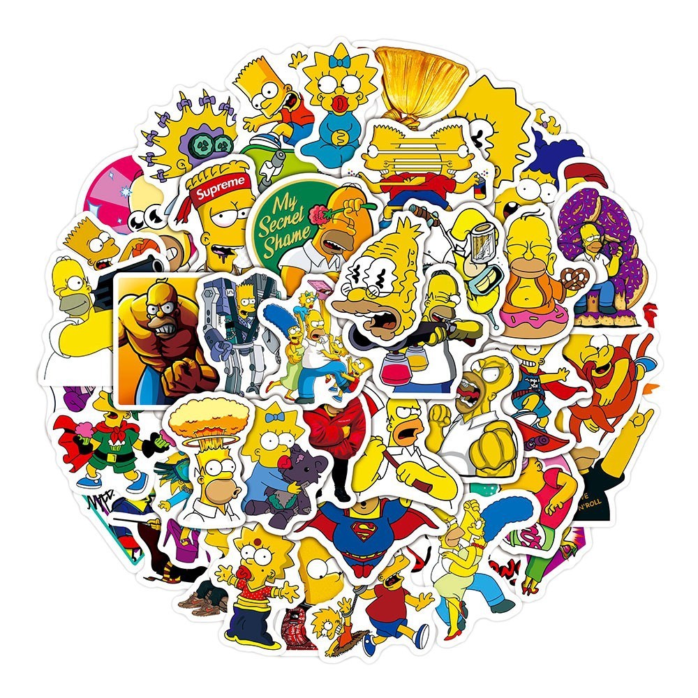 50 pcs The Simpsons Classic Cartoon Series Waterproof PVC Stickers ...