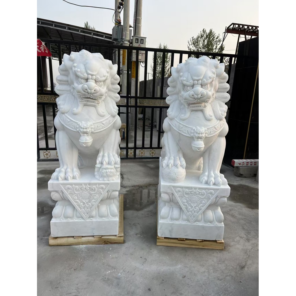 Han White Jade Batu Ukiran Villa Pintu Masuk Batu Singa Ukiran ...