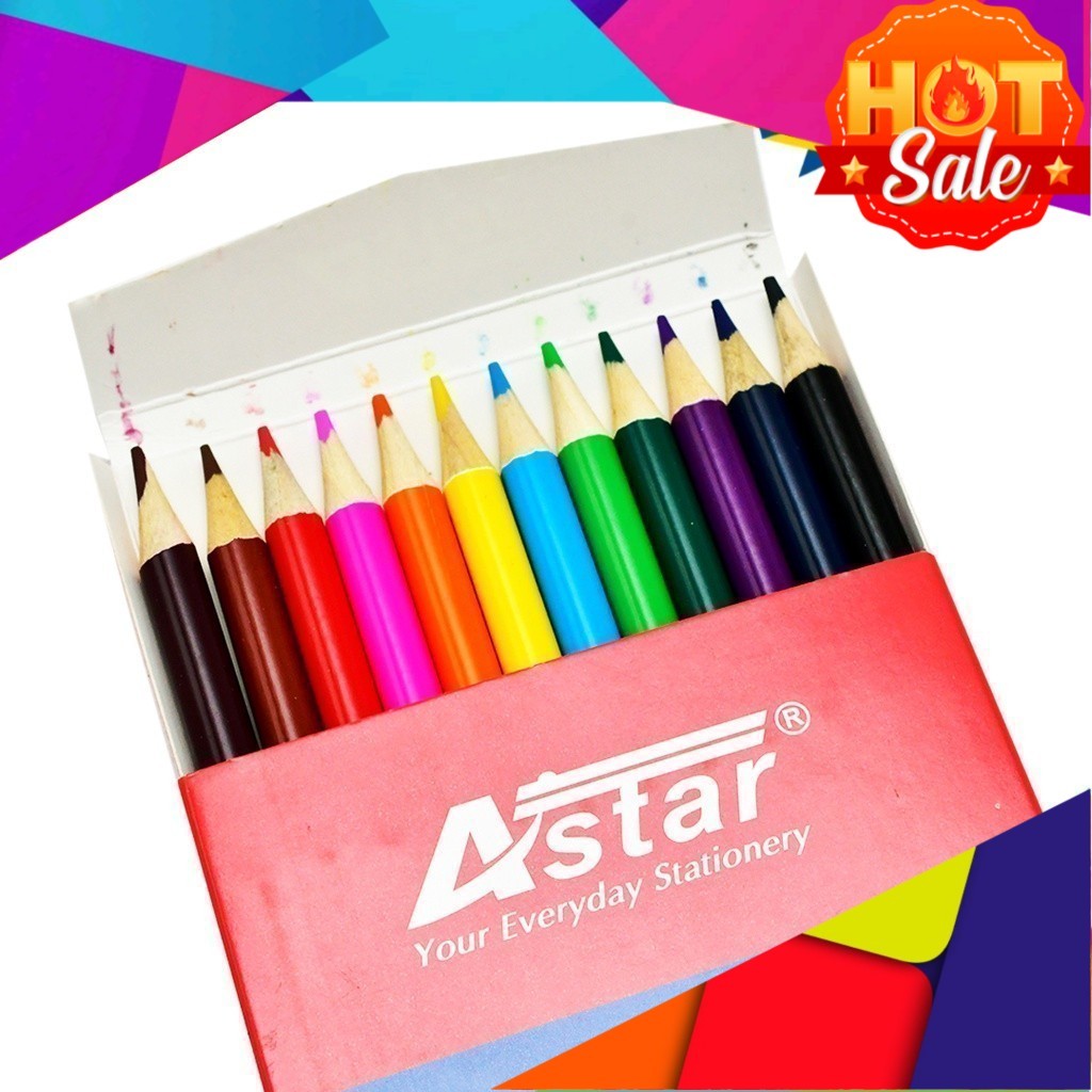 (12pcs/pack) Pensil Warna Panjang, Pencil Colour Long, Pencil Warna ...