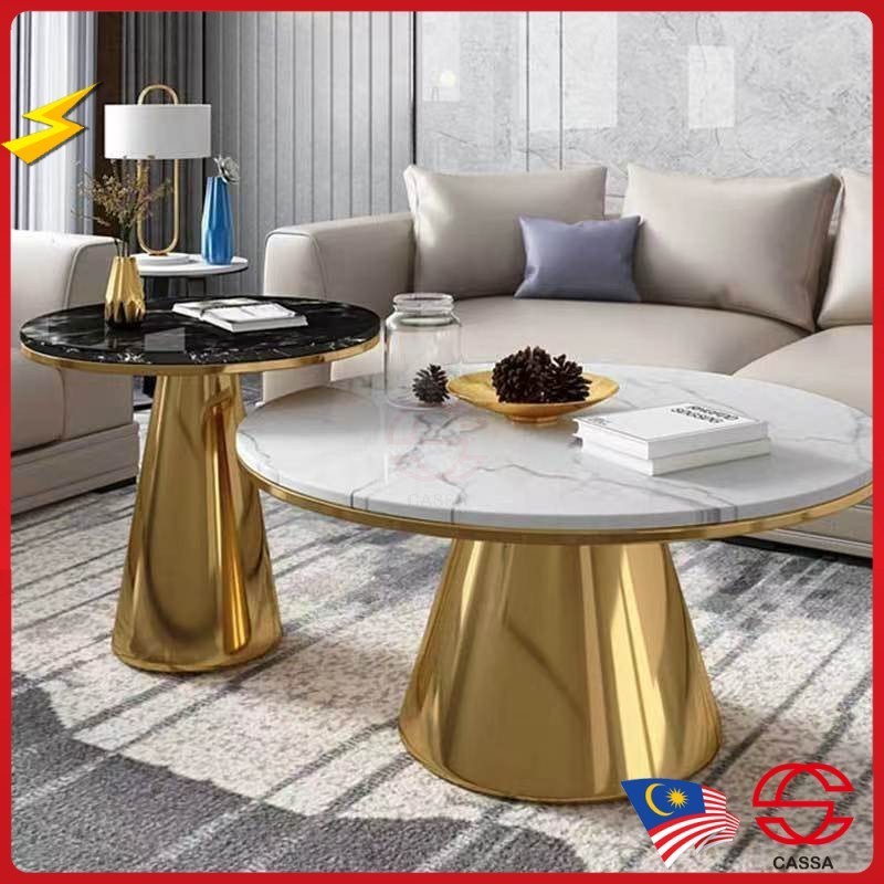 Cassa GOLD Living Hall Decorative Coffee Table Side Table with Marble ...